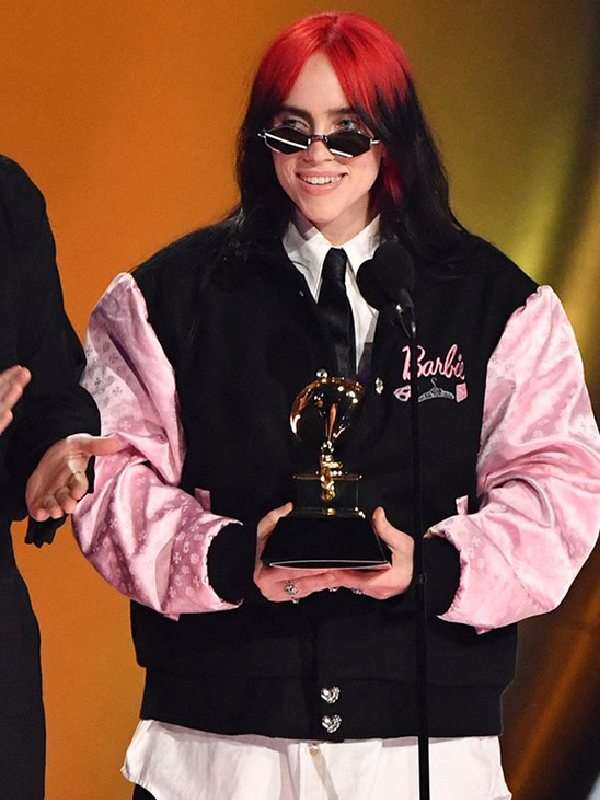 Billie Eilish the 2024 Grammy Awards Barbie Varsity Jacket - Victoria Jacket