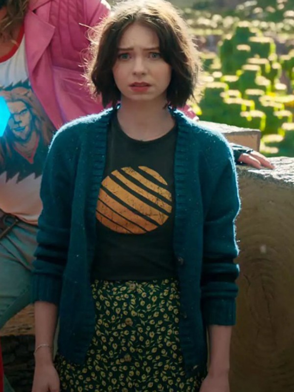 A Minecraft Movie Emma Myers Teal Cardigan