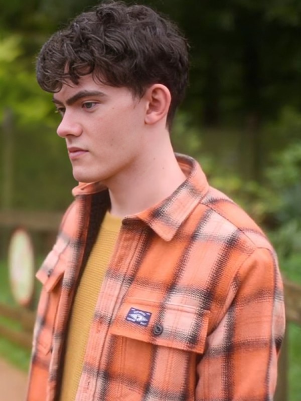 Heartstopper S3 Joe Locke Orange Plaid Shirt | Victoria Jacket