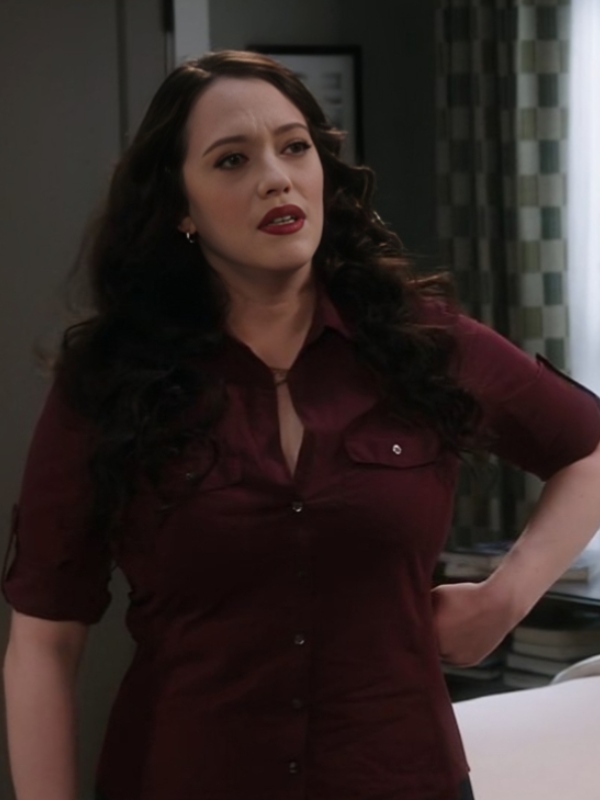 Shifting Gears Kat Dennings Burgundy Button Down Shirt