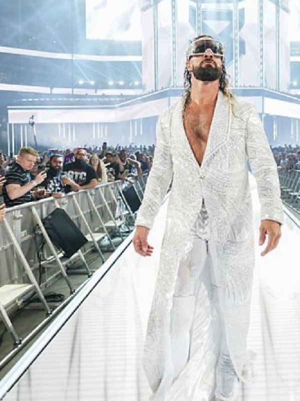 WrestleMania 41 Seth Rollins White Long Coat